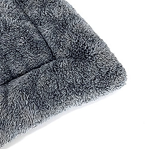 Long Plush Square Gray Dog Bed Cat Litter Kennel Soft Deep Sleep Keep Warm Pad Pet Supplies-S: 50x40cm