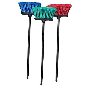Kids Mini Squared Short Sweeper Push Broom for Indoor Outdoor with Industrial Grade Fibers - Assorted Colors (Green Blue Red 1 Broom Sent Randomly)