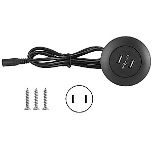 Dual USB Socket, Electric Recliner Chair Sofa Replacement Button Round Dual USB Charging Interface Smart Home (US Plug-black)