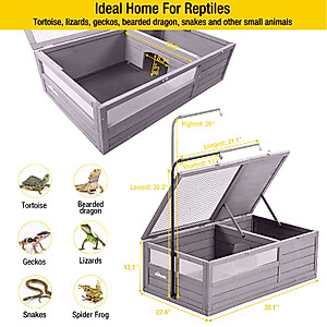 Aivituvin Tortoise House Wooden Tortoise Enclosures, Indoor Tortoise Habitat Outdoor Reptile Cage -Upgrade Version