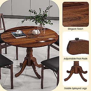 Giantex Wooden Dining Table, 40" D X 29" H, Pedestal Tables W/Round Tabletop & Curved Trestle Legs, 4-Person Round Dinner Table for Kitchen, Dining Room, Living Room (40" D, Walnut)