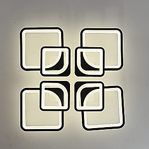 Siittoo Modern Ceiling Light Fixture, Dimmable LED Flush Mount Ceiling Chandelier Lighting with Remote, 8-Rectangle Acrylic Ceiling Lamp Fixture for Living Dining Room Bedroom (96W,Black,White)