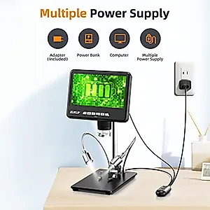 Elikliv EDM401 Max 2K Digital Microscope, 7" LCD Digital Microscope 1200x, 24MP Soldering HDMI Microscopes, IPS Screen, 10" Stand, 10 LED Lights, Wireless Remote, PC/TV Compatible, 32GB