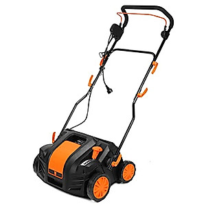 WEN DT1516 16-Inch 15-Amp 2-in-1 Electric Dethatcher and Scarifier with Collection Bag, Black