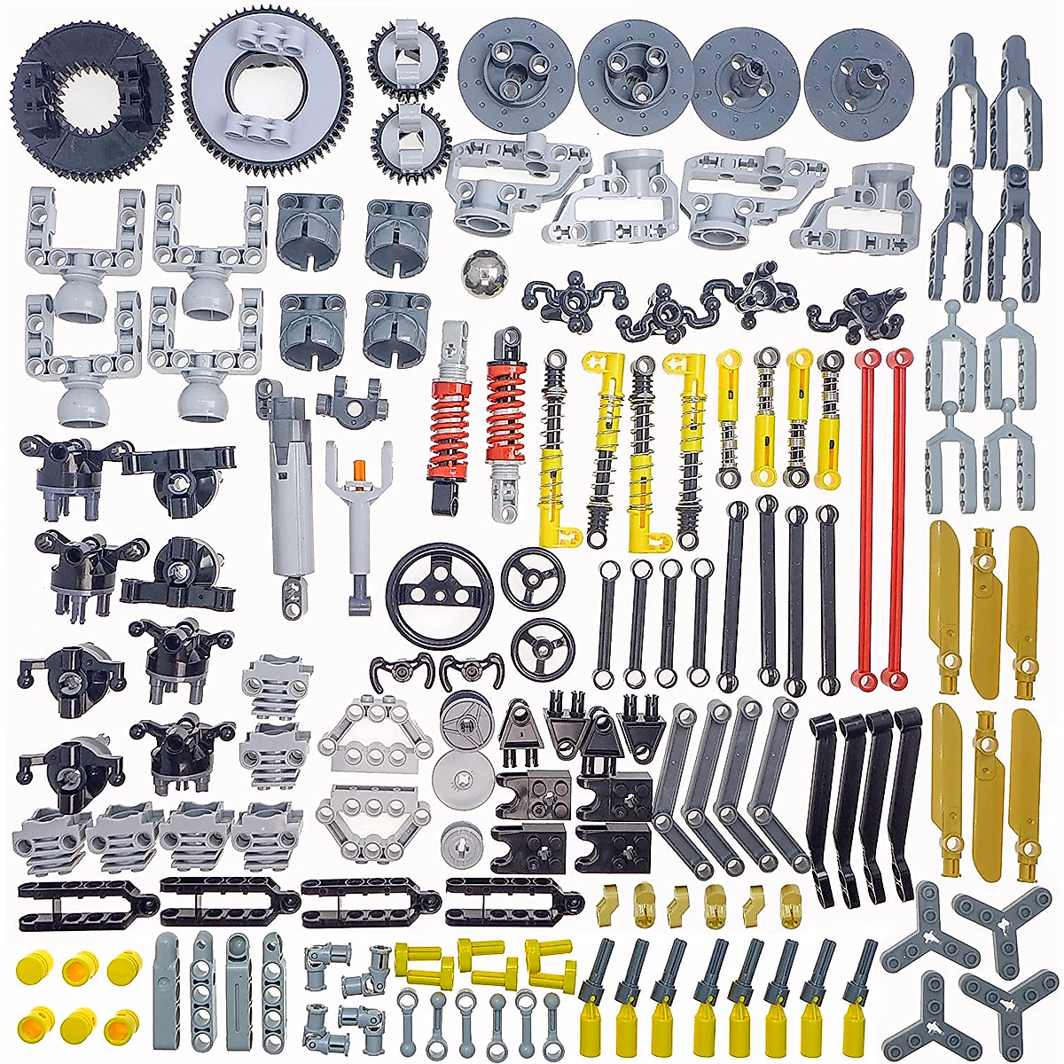 Habow 150pcs Technic-Parts Axle-Pin-Connector Compatible with Lego-Technic, Wheels Link Chain Steering Technic-Suspension Engine Technic Linear Actuator Shock Absorber MOC-Replacement-Pieces