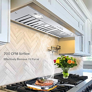 EALLMALL Range Hood Insert 30 Inch, 750 CFM Vent Hood Insert, Ducted/Ductless Range Hood Insert, Stainless Steel Insert Range Hood, Black Hood Range Insert, 3-speed Built In Range Hood, KF21-30