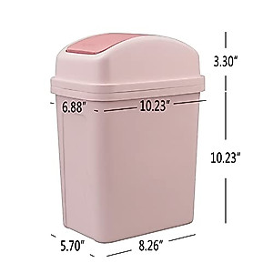 Zopnny Plastic Swing Lid Trash Can, Garbage Can with Swing-top Lid, 1-Pack, Pink