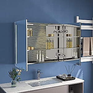 Seenvlog Medicine Cabinet with Lights,LED Medicine Cabinet for Bathroom with Defogger,Dimmer,Memory Function,2 Doors,23.62"* 31.5"Lighted Medicine Cabinet，Surface Mount, Stainless Steel