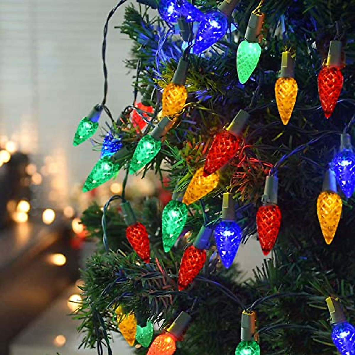 2 Pack 50Led Solar Outdoor Christmas Decorations, 8 Modes Strawberry String Lights with Remote,Christmas Fairy Lights Solar Operated Waterproof for Garden, Yard, Party, Christmas Tree Decorations