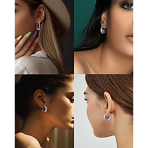 Jannisa Women's 8 Pairs Hypoallergenic Stainless Steel Chunky Silver Hoop Earrings Set, Gold Earrings for Women, Trendy Jewelry Earrings for Daily Wear