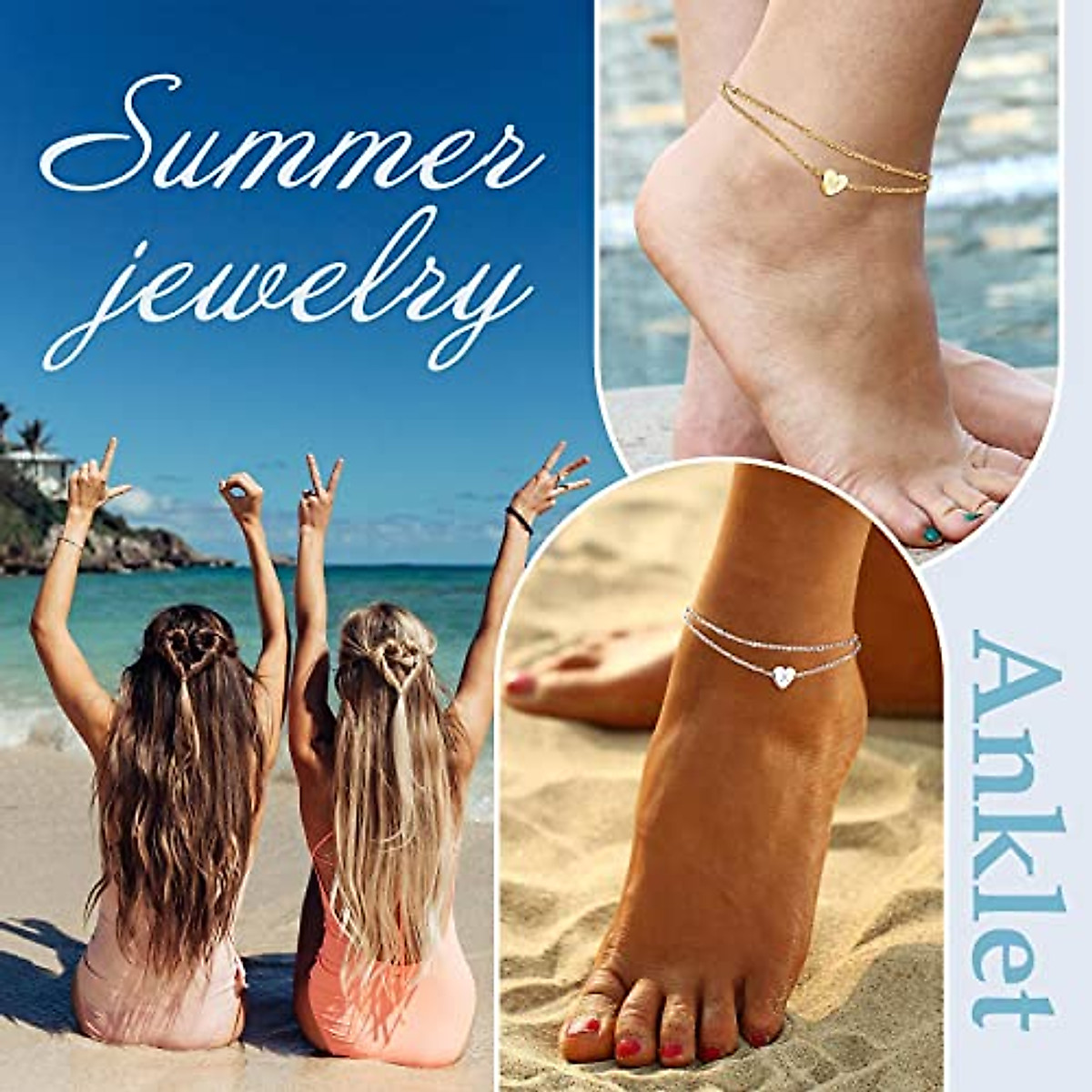 ChainsProMax Hotwife Anklet Initial Anklet Gold Plated Layered Letter C Ankle Bracelets for Women Gift