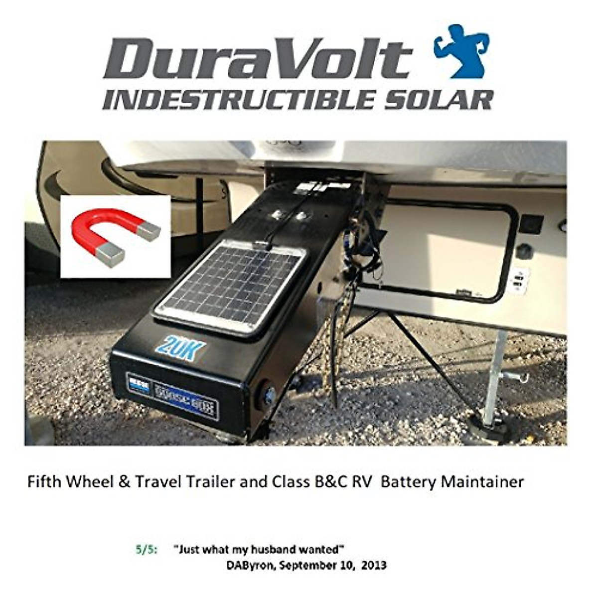Fifth Wheel & Travel Trailer (Class B&C RV) Hi Power Super Magnetic for 1-2 x12V Batteries Dims 17.5" L x 10.3" W x 1/4" Thick. 10' Cable.