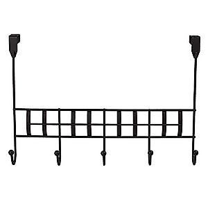Home Basics Five Hook Over The Door Clothes Rack (Bronze) Door Rack for Clothes, Accessories, Towels, and Robes | Great for Any Kind of Door | Simple Door Hangers