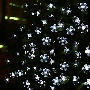 Solar Flower String Lights,AMZSTAR® 21ft 50 LED Peach Blossom Fairy Lights Indoor/Outdoor Decorative String Lights for Home Garden Patio Lawn Party and Weeding Decorations(White)