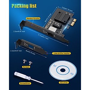 2.5GBase-T PCI Express Gigabit Network Card for Gaming, Streaming, 2.5G/1G/100Mbps PCIe Ethernet Network Adapter RJ45 LAN Controller for PC, Support Windows 10/11, Standard & Low-Profile Brackets