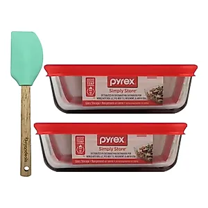 Beyondeals Rectangular Glass Storage Containers With Lids, 1Lb, 3-Cup Food Storage Solution, Bundle Silicone Spatula, Microwave/Dishwasher/Oven-Use, Leakproof Food Containers [Pack Of 2