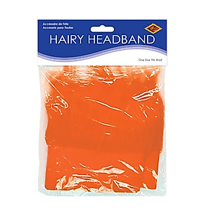 Beistle Hairy Headband in Orange, Novelty Headware for Team Sports Events, School Spirit Pep Rally Costume Accessory, Party Supplies for Tailgating