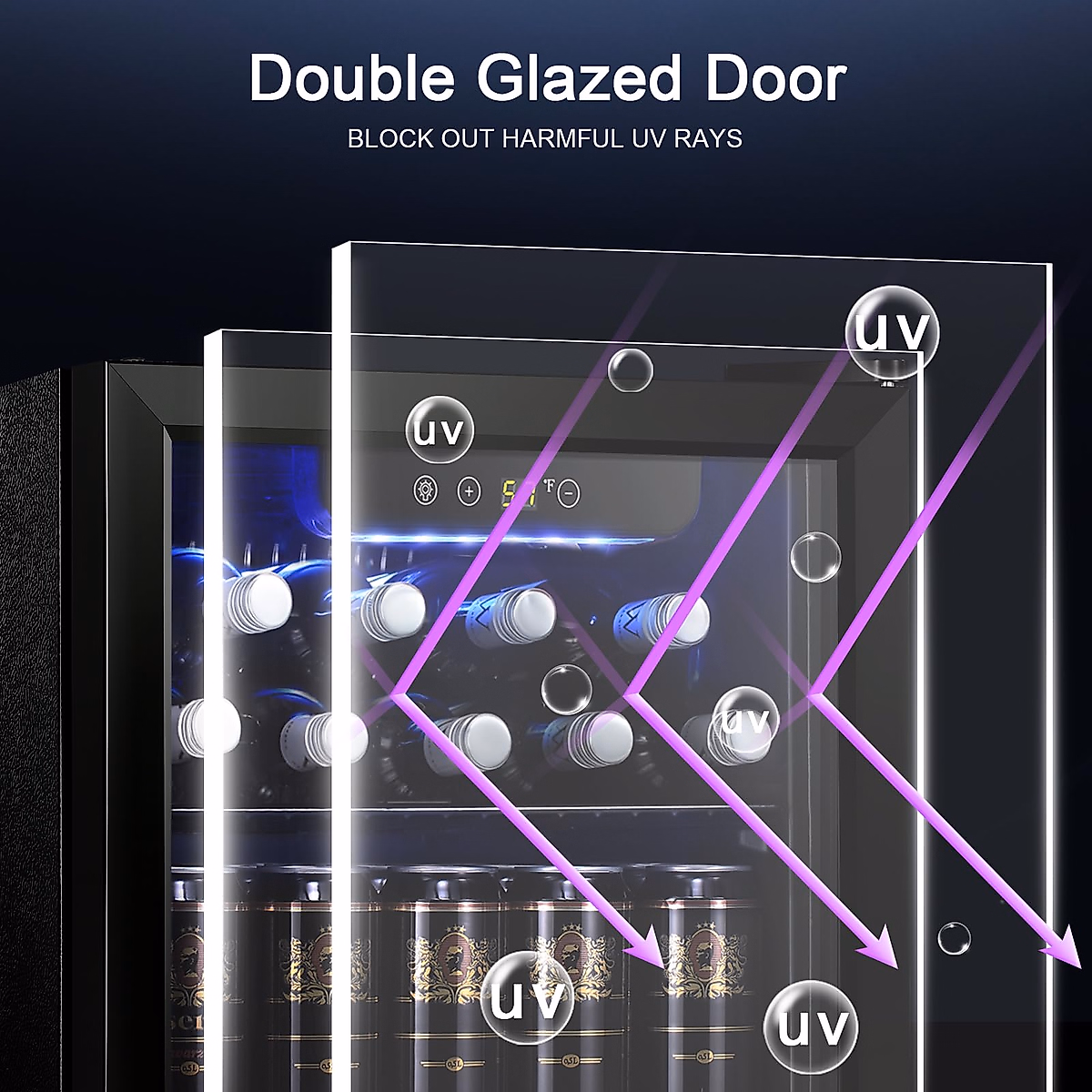 Antarctic Star 12 Bottle 48 Can Beverage Refrigerator Cooler - Mini Fridge Glass Door for Beer Soda Drinks or Wine,Freestanding Beverage Fridge for Home and Bar with Adjustable Shelving, 1.3 Cu. Ft.