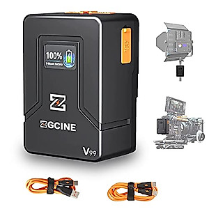 ZGCINE ZG-V99 V2 Upgraded Version Mini V-Mount Battery with 65W PD Charger kit, 99Wh 14.8V Support D-TAP/BP/Input and Output, V-Lock Battery Compatible with BMPCC 6K Pro/Canon EOS R5C/Sony FX3