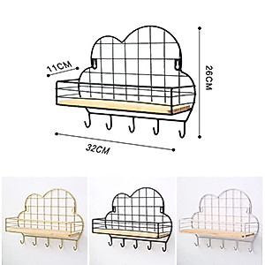 STOBOK Hanging Storage Shelves Cloud Shape Wall Hanging Storage Rack, Metal Wall Mount Organiser Floating Shelves Wall Mount Organiser Cloud Shelves Display Rack for Home Decor White