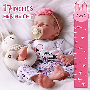 Lifelike Reborn Baby Dolls Twinnie - Girl 17-Inch - Soft Body Realistic-Newborn Baby Dolls Full Vinyl Body Poseable Baby Girl with Feeding Kit Gift Box for Kids Age 3+