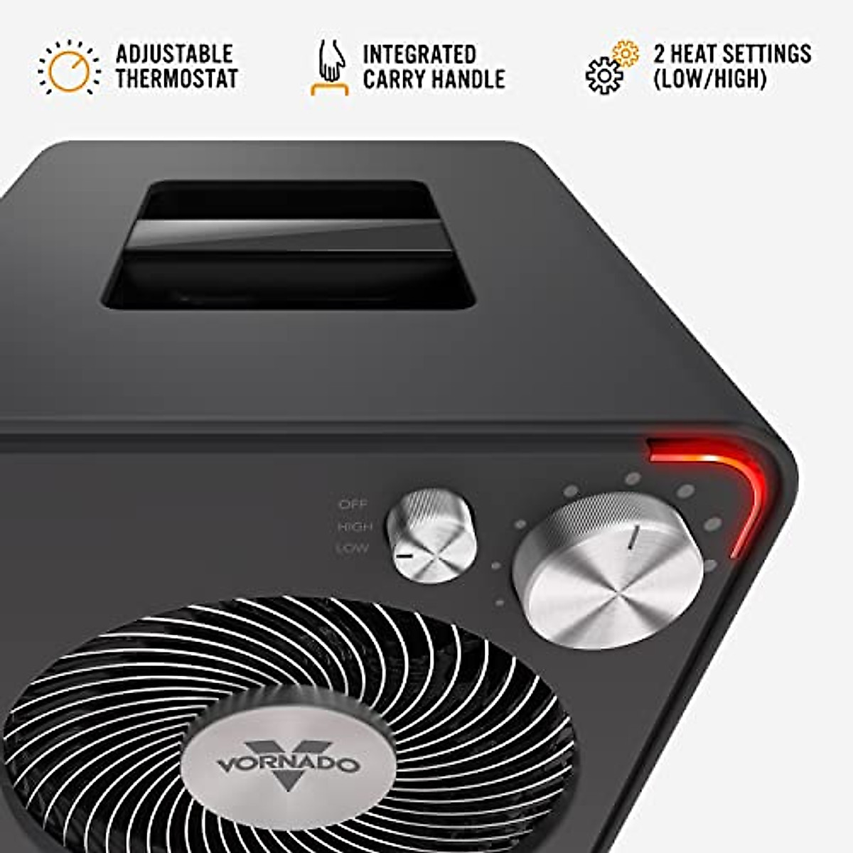 Vornado VMHi300 Whole Room Metal Space Heater, Mechanical Thermostat, Advanced Safety, Storm Gray