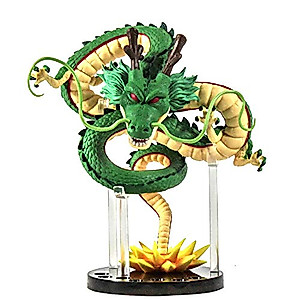 Mysika Resin Shenron Figure Shenlong Statue Set + 3.5cm Crystal Balls + Shelf with Gift Box for Business Halloween Christmas Holiday and Birthday Home Decoration