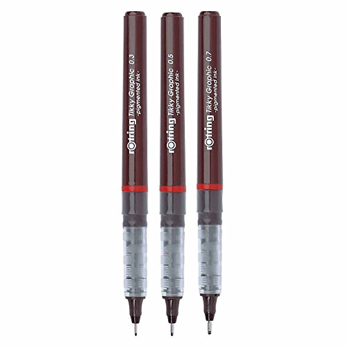Rotring Tikky Graphic Fineliner Pens, 0.7mm & 0.5mm & 0.3mm, Black Ink, 3 Count