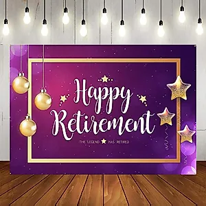Happy Retirement Royal Blue Gold Glitter Retire Party Photography Backdrop Background Banner Decoration Poster Party Photo 210x150
