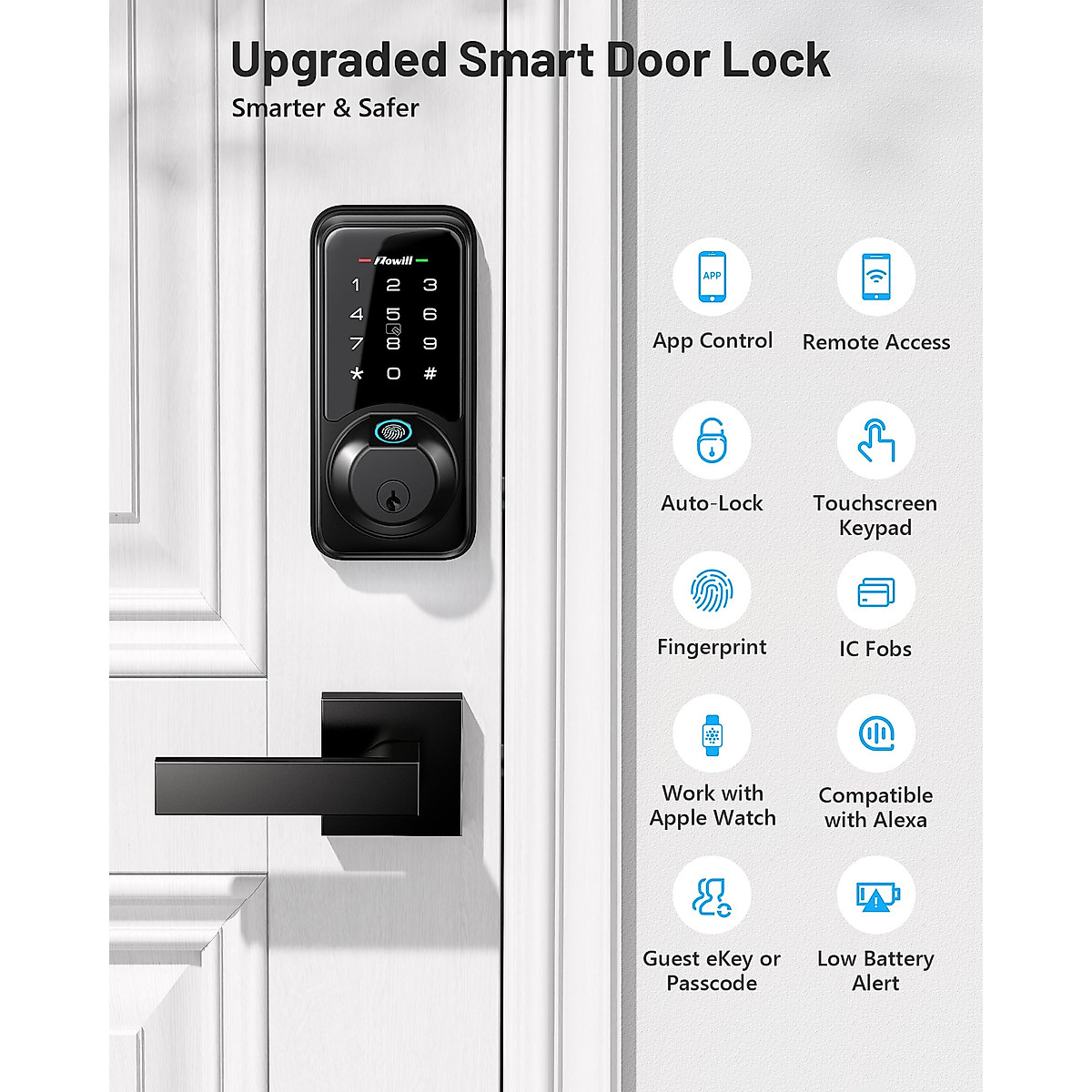 WiFi Smart Lock, DK07 Fingerprint Door Lock with APP Control, G2 Gateway Included