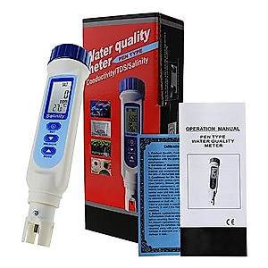 Salinity Tester Pen Type Salinity Meter, Temp&ppm Tester with Automatic Calibration Function, Wide Measurement for Salt Water, Pool, Aquarium (Salinity Calibration Solution Included)