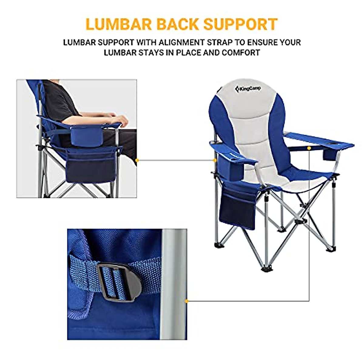 KingCamp KC3888_Navy/Grey Camping Chair, One Size