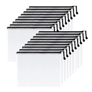 SUNEE 12+18 Mesh Zipper Pouch Bundle (12PCS 9x13 Black & 18PCS 7x11 Black)