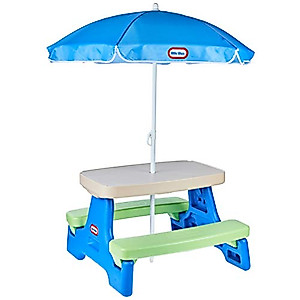 Little Tikes Easy Store Jr. Picnic Table with Umbrella - Blue / Green