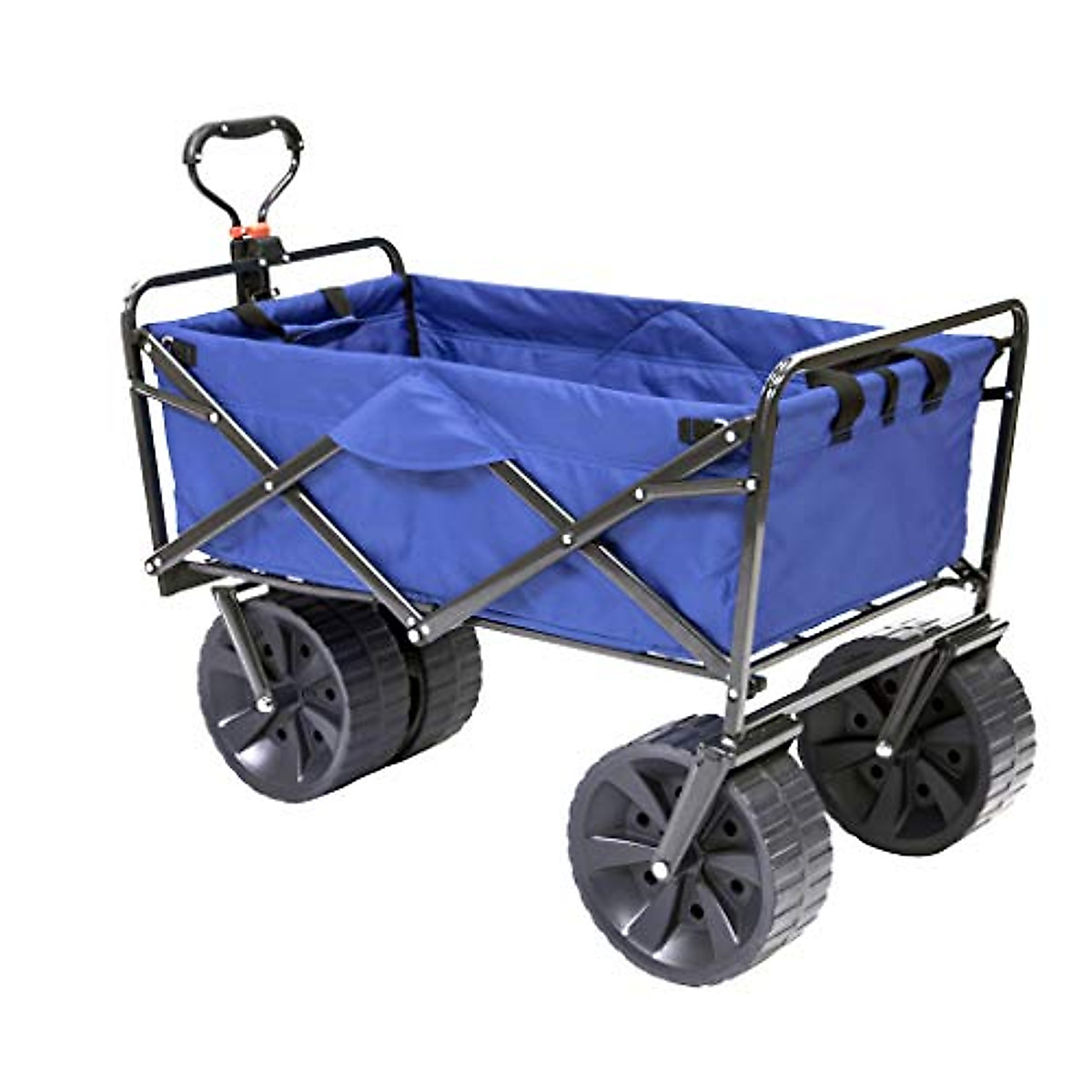 Mac Sports Heavy Duty Steel Frame Collapsible Folding 150 Pound Capacity Outdoor Beach Garden Utility Wagon Cart with 4 All Terrain Wheels, Blue/Black