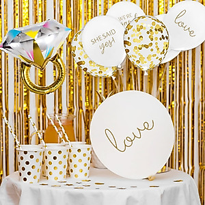 50Pcs Engagement Balloons, Engagement Party Decorations, He Asked balloons, She Said Yes Balloons, Gold Confetti Latex Balloon, Bridal Shower Engagement, Wedding Party Decoration
