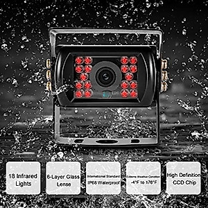 Backup Camera for Trucks with Monitor,7'' Reversing Monitor with Rear View Camera, 140 ° Wide Angle, 18 IR Night Vision,IP68 Waterproof for Trucks,RVs,Trailers,Bus,Vans,Large Vehicles.