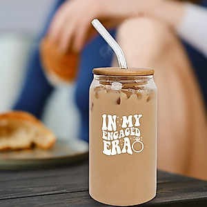 CHICKOR In My Engage Era 16 oz Coffee Glass Mug - Engagement Gifts For Women, Her - Funny Newly Engaged Gifts Ideas For Singer Merch Fans - Congratulations On Your Engagement