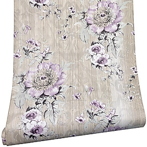 Yifely Vintage Purple Peony Self-Adhesive Kitchen Shelf Drawer Liner Moisture Proof PVC Mat 45x300cm