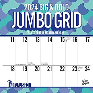 Big and Bold Jumbo Grid | 2024 12 x 24 Inch Monthly Square Wall Calendar | Matte Paper and Sticker Sheet | StarGifts | Easy to See Large Font