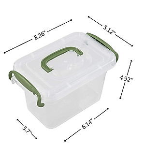 Ortodayes 6 Packs Mini Latch Storage Box, Plastic Clear Bins with Lids