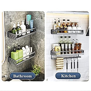 CHAOCHAO Spice Rack Stainless Steel Seasoning Jars Organizer Wall Mounted Detachable Hanging Storage Shelf for Spices Herbs Kitchen Bathroom (Size : 11.81'')