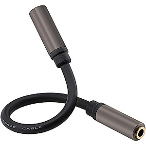 Pasow 3.5mm Female to Female Adapter Cable TRS Stereo Audio AUX Connector Cod for Headphones, Car, HiFi - 15cm/6inch (Coffee)