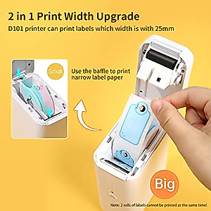 INeedIt D101 Label Maker Machine Portable Wireless Thermal Label Printer with Tape for Business, School, Office Organization, Home Storage, Larger Print Width 0.5 to 1 Inch, White