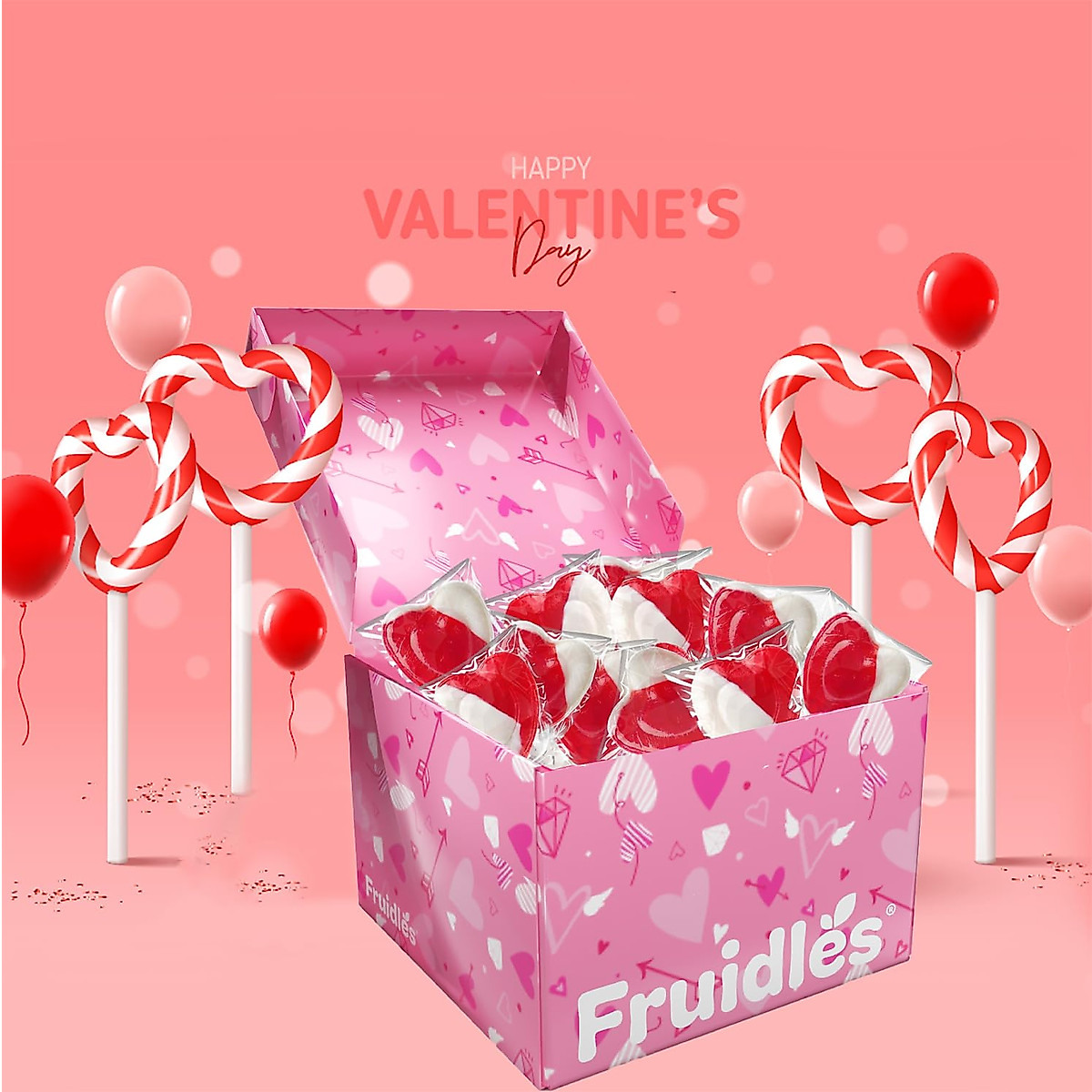 Lollipops Red Heart Shaped Strawberry N' Cream Flavored, 12 Lollipops, Individually Wrapped