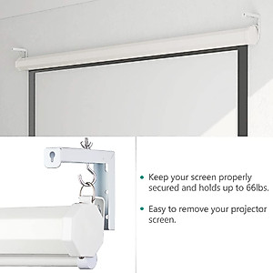 Universal Projector Screen Wall Mounted, 1 Pair Projector Screen Stand, Projector Screen Hanging Mount L-Brackets, Adjustable Projector Screen Mounting Hook Kit - White