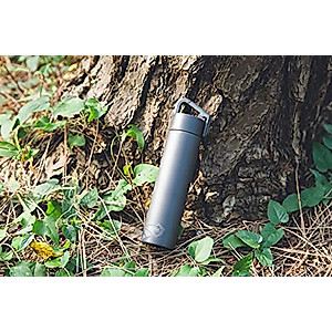 Poketle Personal Insulated Bottle with Hanging Carabiner, Outdoor Portable Bottle, Tall 180ml, Charcoal Gray