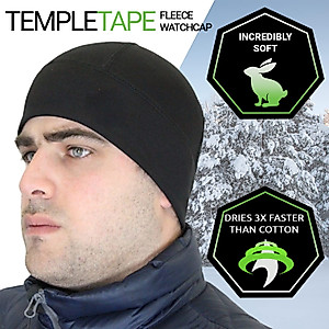 Temple Tape Tactical Fleece Watch Cap Beanie – Skull Cap Fleece Hat - 2 Pack Black/OD Green - One Size (Fits Most Heads)