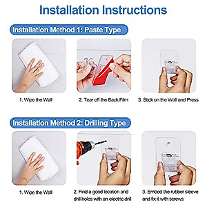 8PCS No Drill Curtain Rod Brackets Upgraded Curtain Rod No Drilling Self Adhesive Curtain Rod Hooks with Screws, Nail Free Adjustable Curtain for Poles Less Than 4cm in Diameter (Transparent)