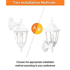 FUDESY Outdoor Wall Lantern, Exterior Waterproof Wall Sconce Light Fixture, White Front Porch Light Wall Mount for Garage, Patio, Yard, FDS2542EW (Bulb Included) 2-Pack